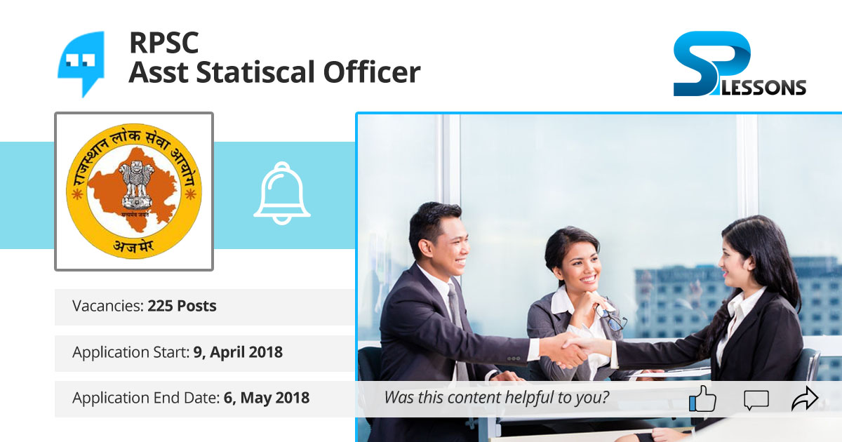 RPSC Asst Statistical Officer Recruitment