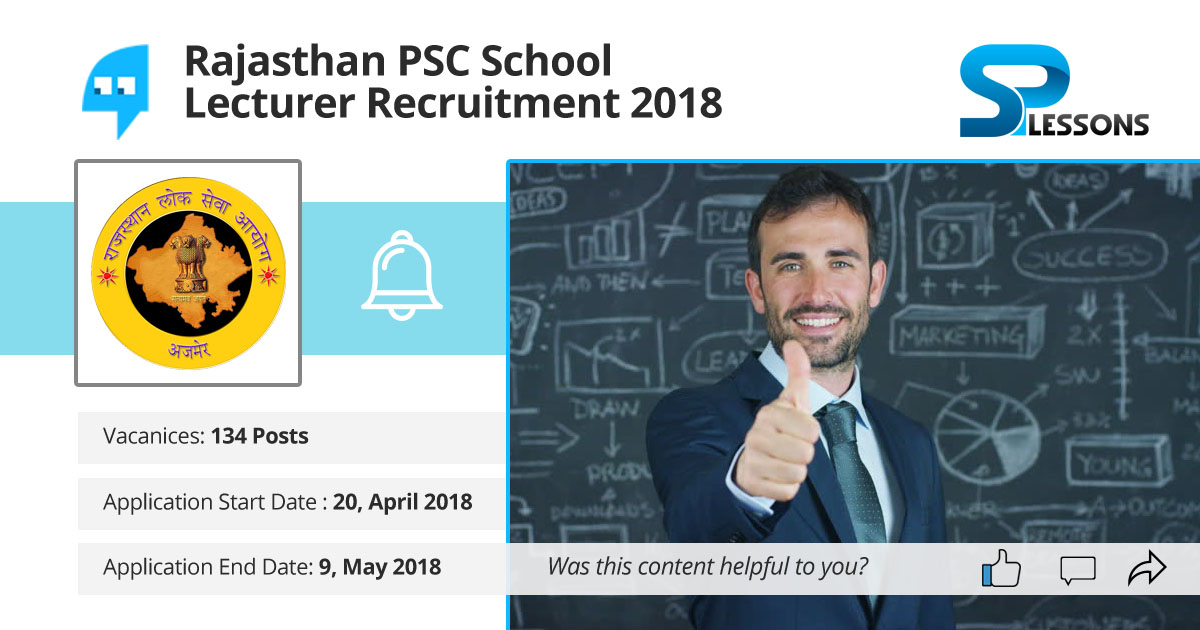 Rajasthan PSC School Lecturer Recuritment