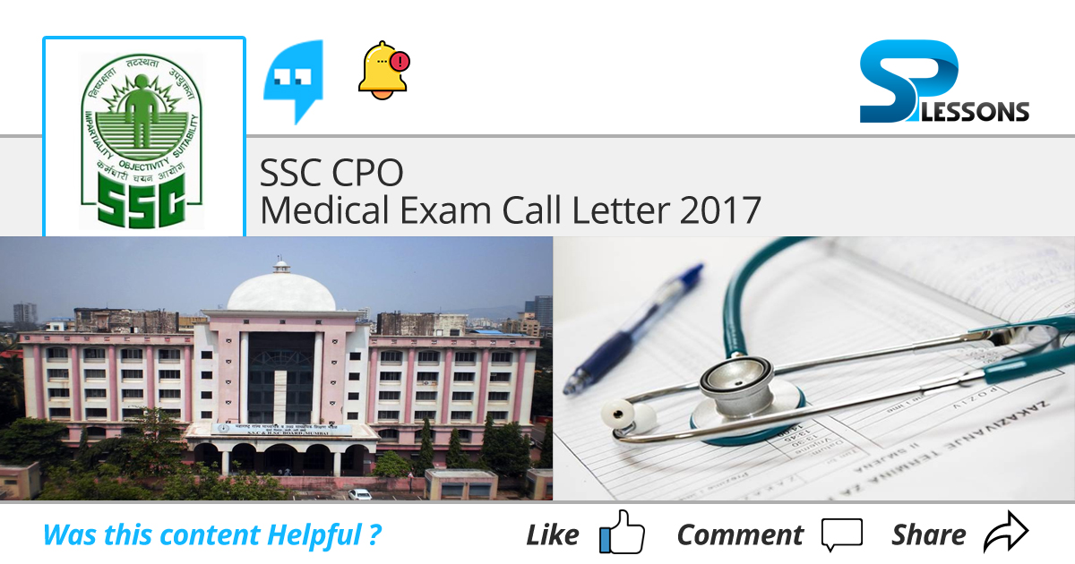 SSC CPO Medical Exam Call Letter