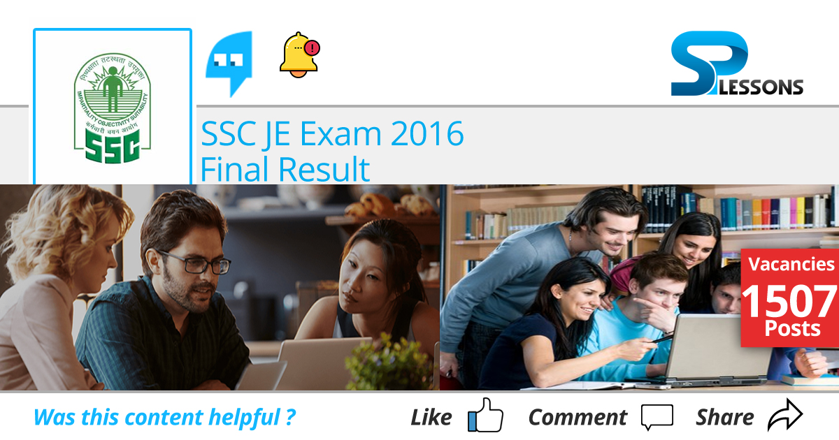 SSC JE Exam 2016 Final Results