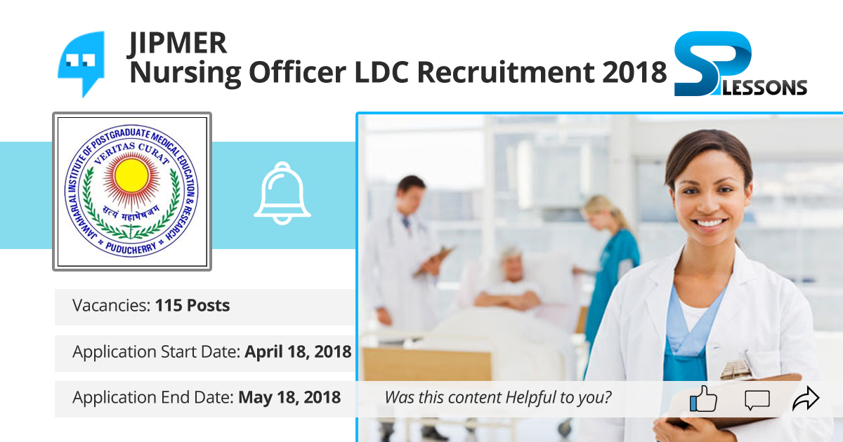 JIPMER Nursing Officer LDC Recruitment