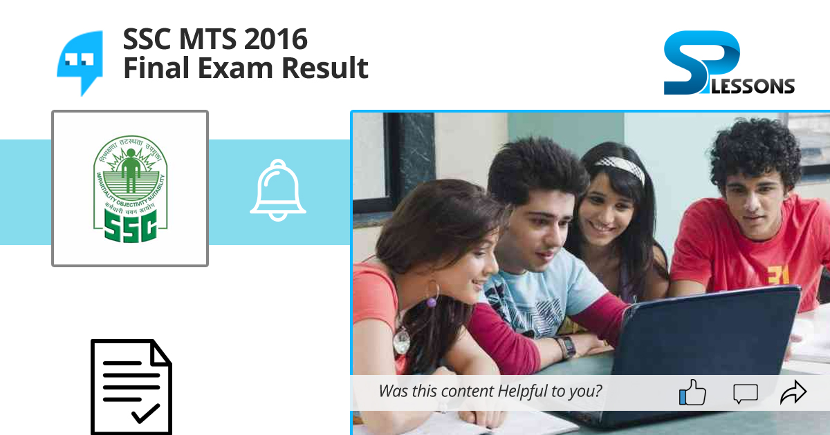 SSC MTS Final Exam Result