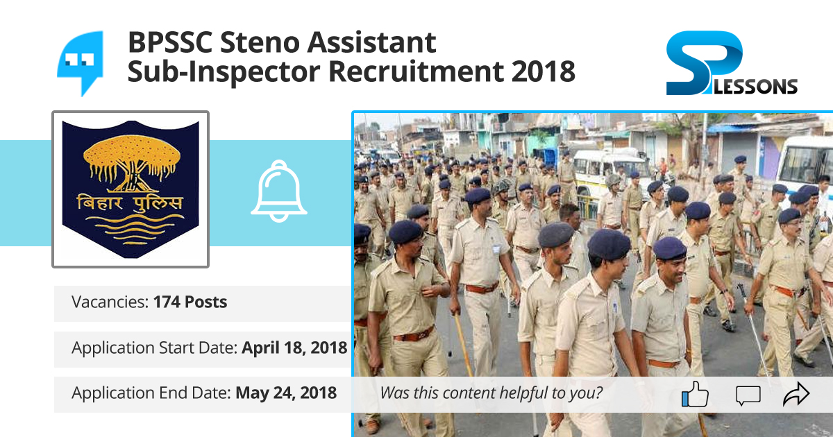 BPSSC Steno Assistant Sub Inspector Recruitment