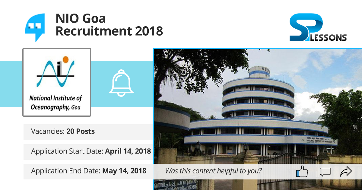 NIO Goa Recruitment