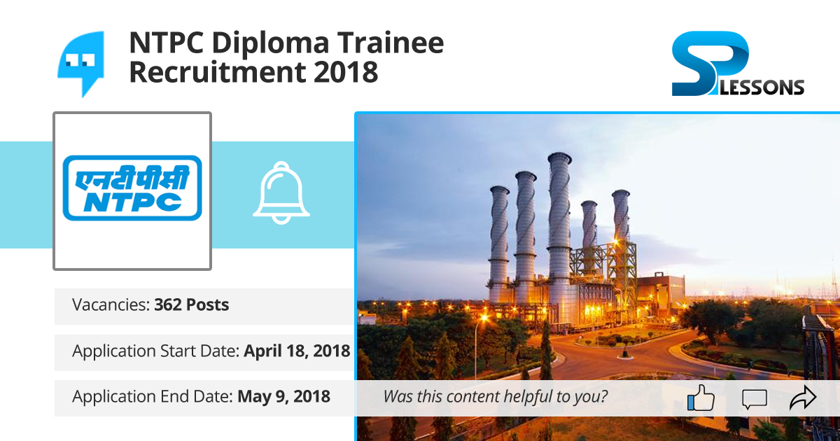 NTPC Diploma Trainee Recruitment
