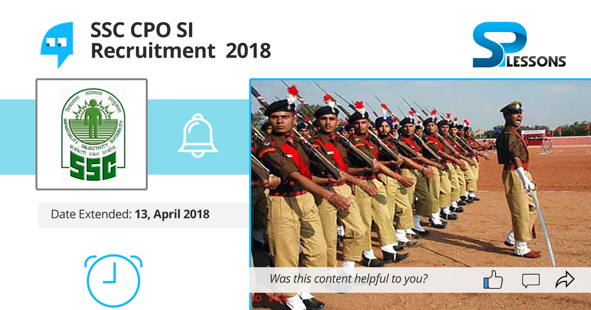 SSC CPO SI Extended Application Deadline