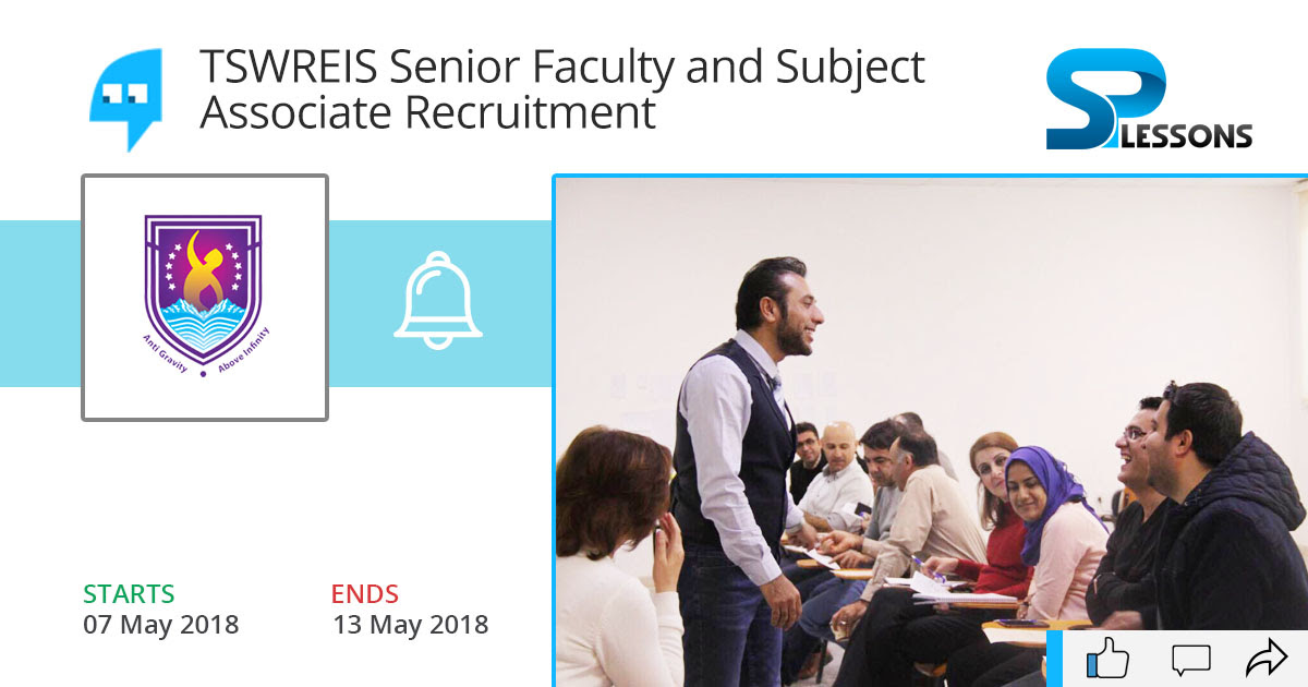 TSWREIS Senior Faculty and Subject Associate Recruitment