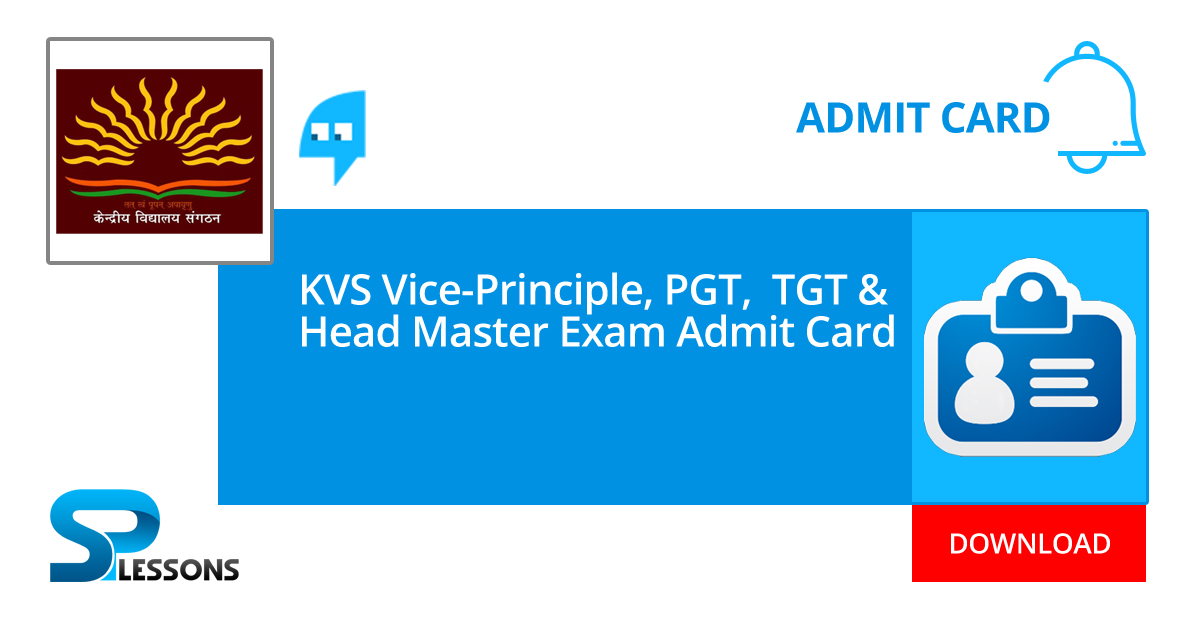 KVS Vice Principle PGT TGT Exam Admit Card