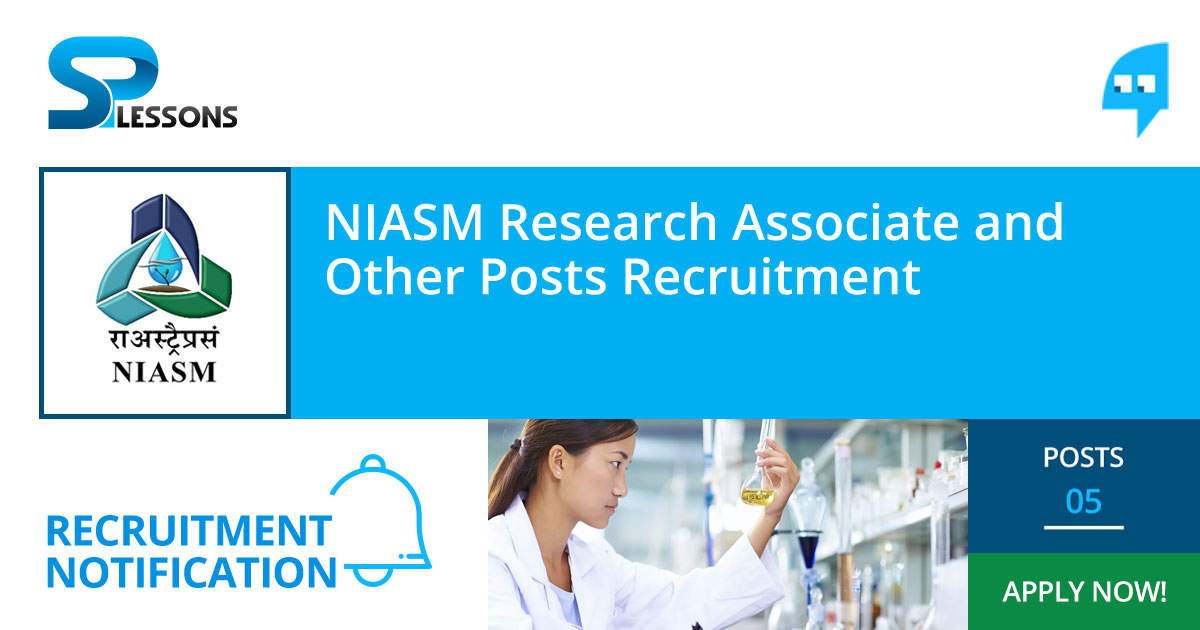 NIASM Research Associate and Other Posts Recruitment