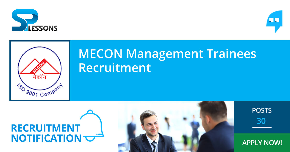 MECON Management Trainees Recruitment