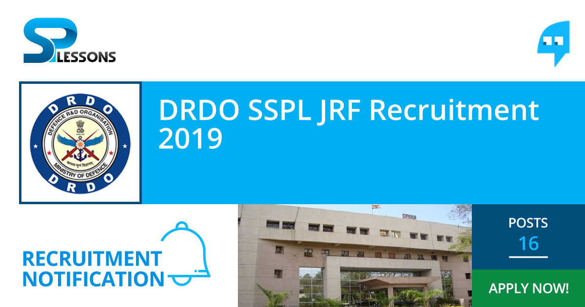 DRDO SSPL JRF Recruitment 2019