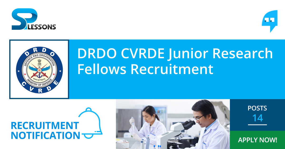 DRDO CVRDE Junior Research Fellows Recruitment