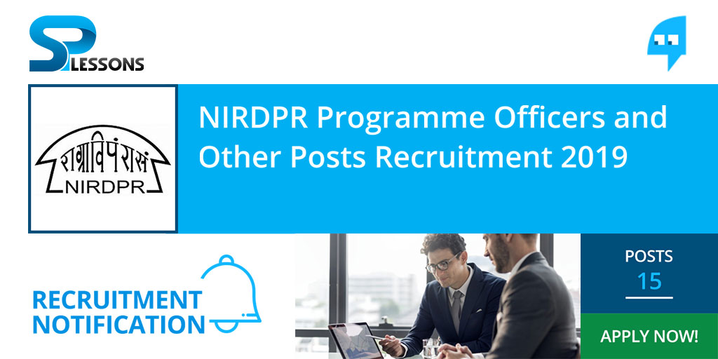 NIRDPR Programme Officers and Other Posts Recruitment 2019